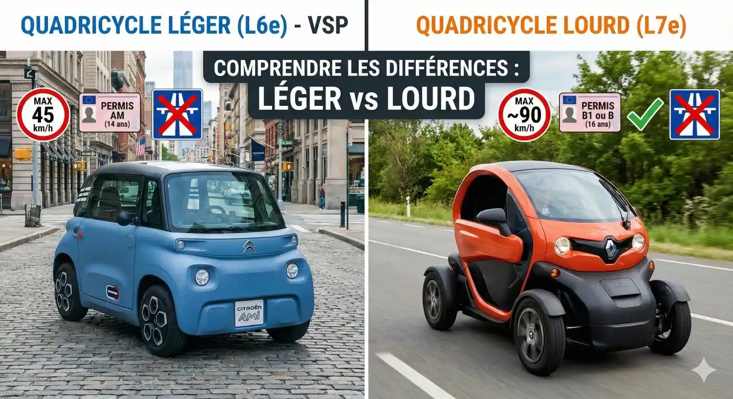 Quadricycle Léger vs Lourd : Le Guide des Différences (Permis, Vitesse)